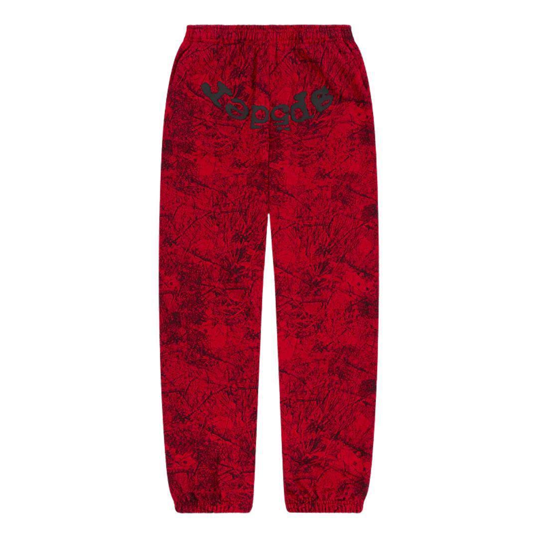 SP5DER OG WEB SWEATPANTS TREE CAMO RED FW24 RUNWAY EDITION – ONE OF A KIND